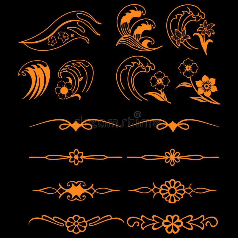 Abstract Flower Wave Line Art Set – Black & White Minimal Design ...