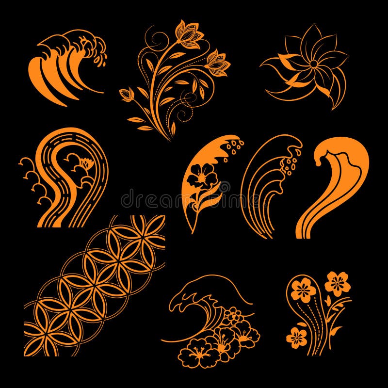 Abstract Flower Wave Line Art Set – Black & White Minimal Design ...
