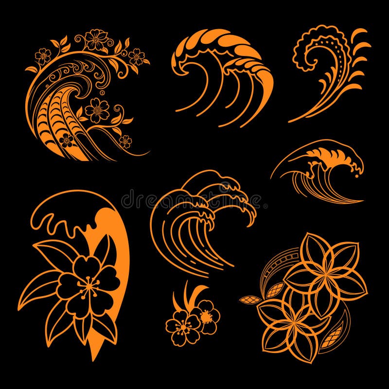 Abstract Flower Wave Line Art Set – Black & White Minimal Design ...