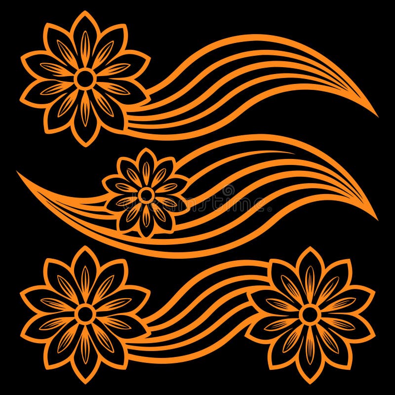 Abstract Flower Wave Line Art Set – Black & White Minimal Design ...