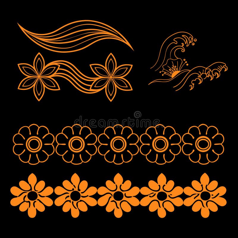 Abstract Flower Wave Line Art Set – Black & White Minimal Design ...