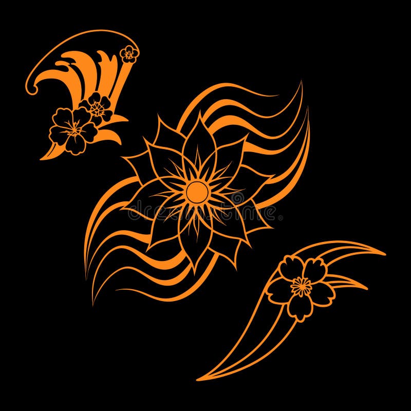 Abstract Flower Wave Line Art Set – Black & White Minimal Design ...