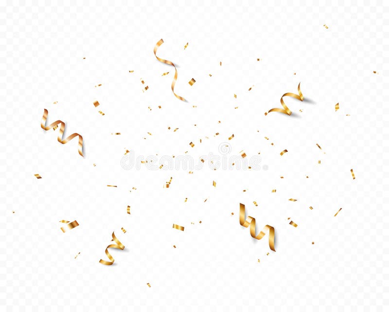 Falling Shiny Gold Confetti and Award Ribbons, Celebration Design ...