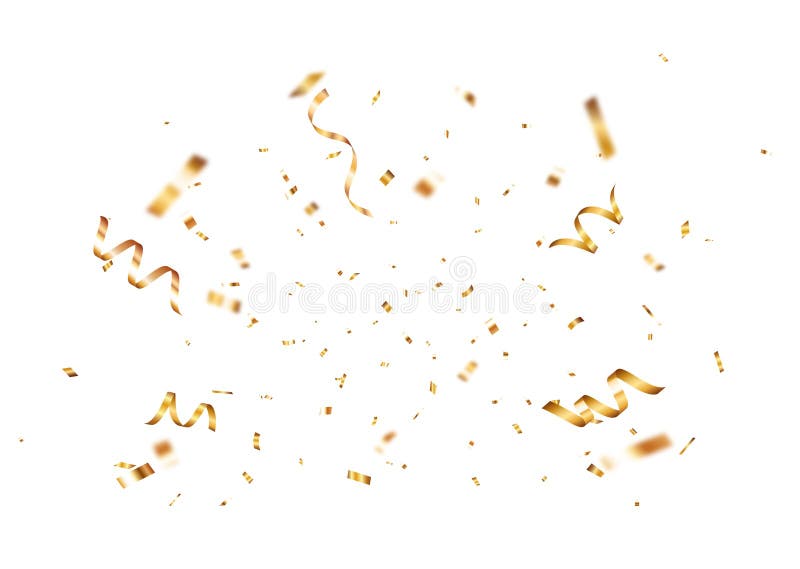 Bursting Shiny Gold Confetti and Award Ribbon, Celebrations and Holiday ...