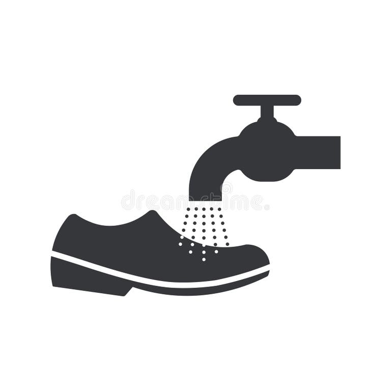 Isolated Pictogram Showing Instruction To Clean or Wash Shoes after Use ...