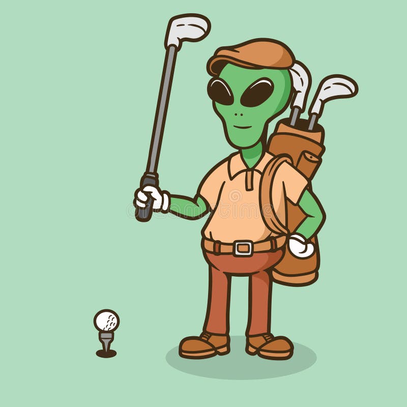 Alien golf mascot stock vector. Illustration of character - 375657891