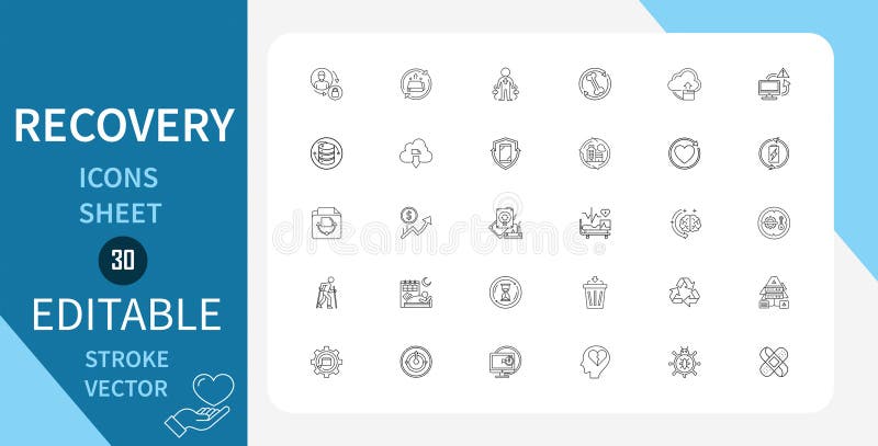 Recovery Line Icons Set. Health, Medical, Healing, Restoration ...
