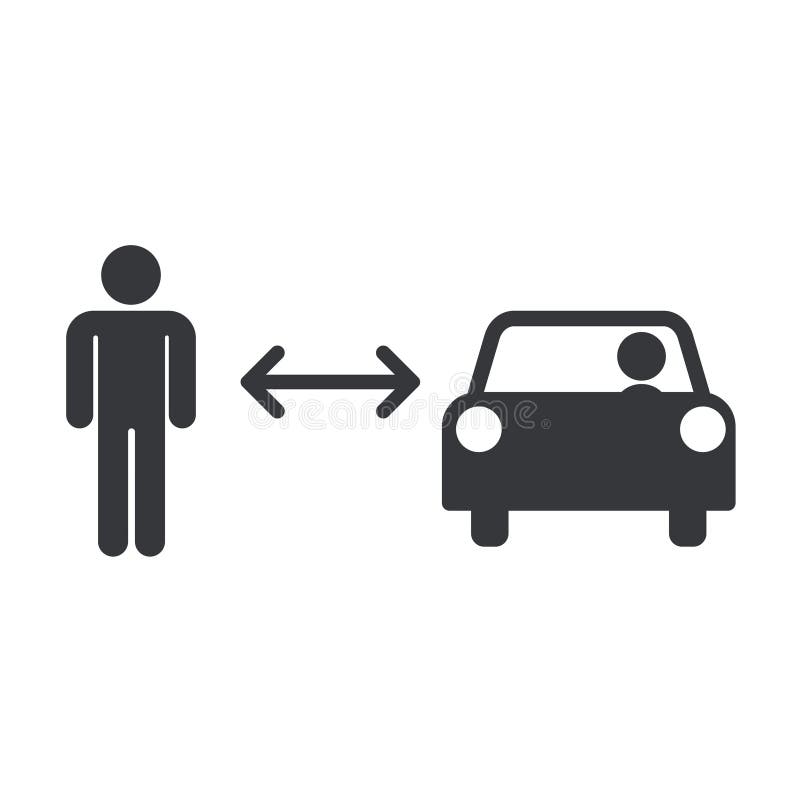 Isolated Safety Sign Pedestrian To Keep a Safe Distance from Car for ...
