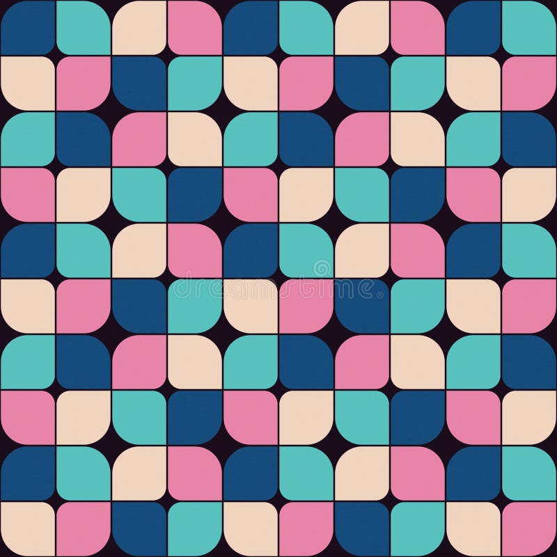 Colorful Elegant Retro Geometric Rounded Square Pattern Design Stock ...