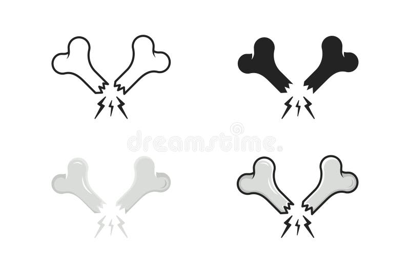 Cartoon Bone Icons – Whole, Broken, Crossed Bones Set Stock Vector ...