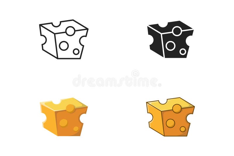 Cartoon Cheese Icons – Fun Vector Collection Stock Illustration ...