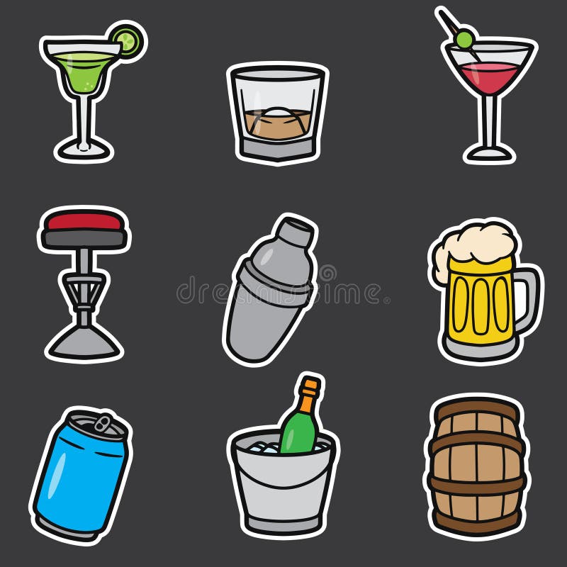 Drinks sticker stock vector. Illustration of party, water - 375890607