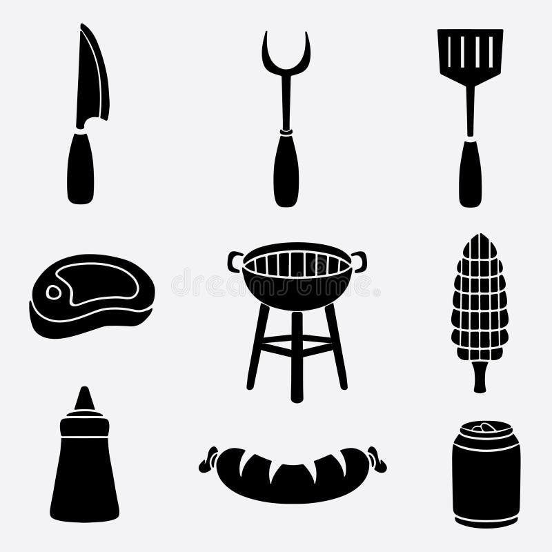 Barbeque silhouette icon stock vector. Illustration of grill - 375890640