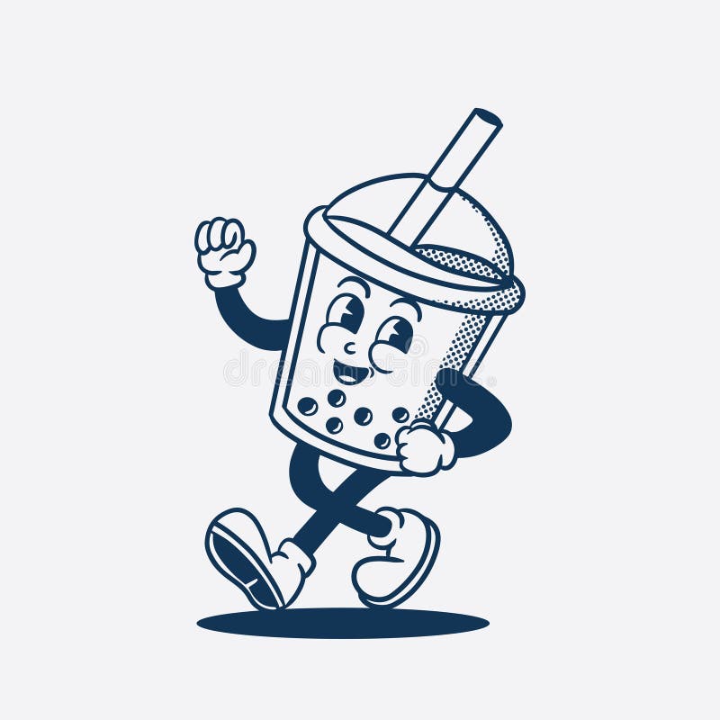 Mascot boba walking stock vector. Illustration of vector - 375890669