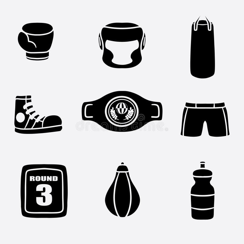 Boxing silhouette icon stock vector. Illustration of ring - 375890688