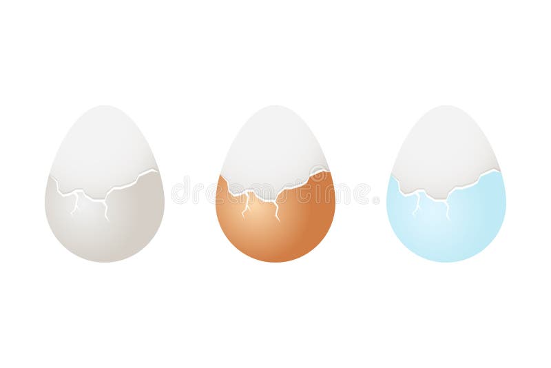 Cracked Egg Icons Set – White, Brown, and Blue Variants Stock Vector ...