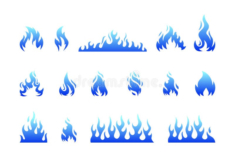 Blue Flame Vector Set – Cool Fire Icons and Burning Elements Stock ...