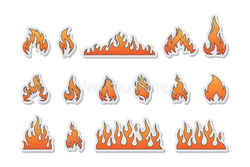 Set of Stickers Fire Flame Icons – Vector Illustration Stock ...