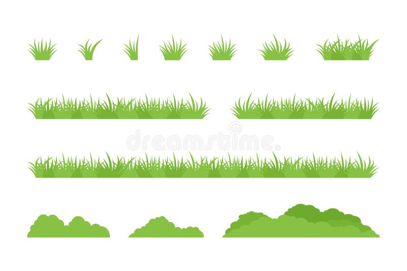 Green Grass and Bushes Vector Set – Ground Nature Elements Collection ...