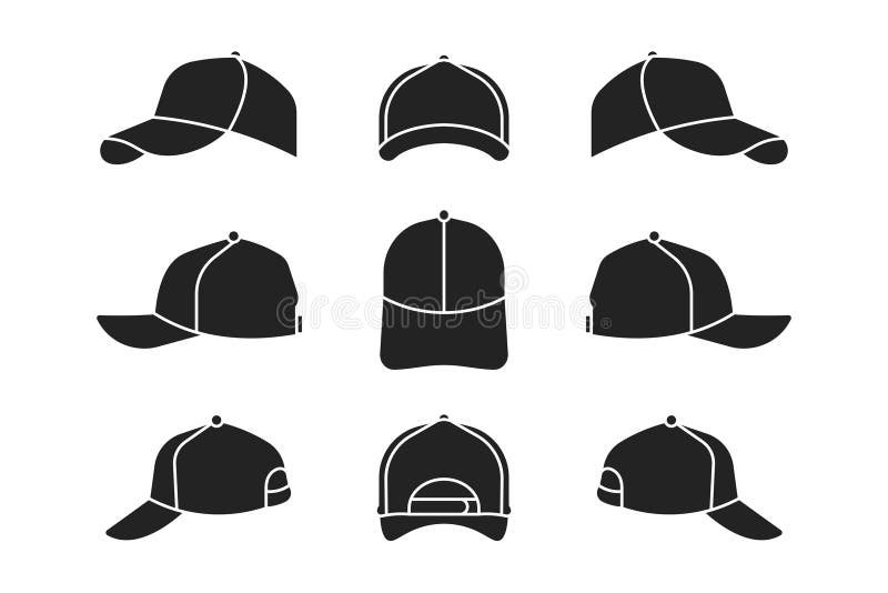 Set of Silhouette Trucker Hats in Different Angles – Vector Baseball ...