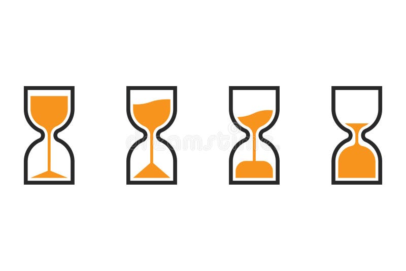Ourglass Time Progress Icons – Flat Orange Fill Series Stock ...