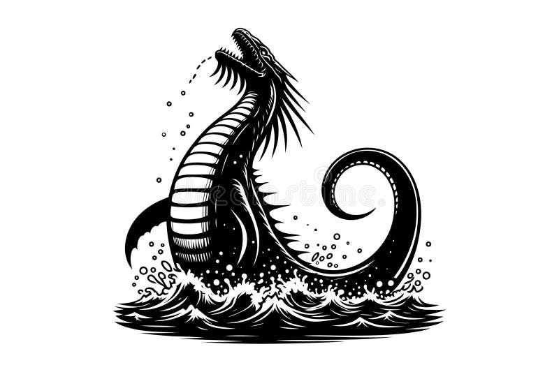 Epic Leviathan Emerges from Ocean Storm, Dark Fantasy Sea Monster ...