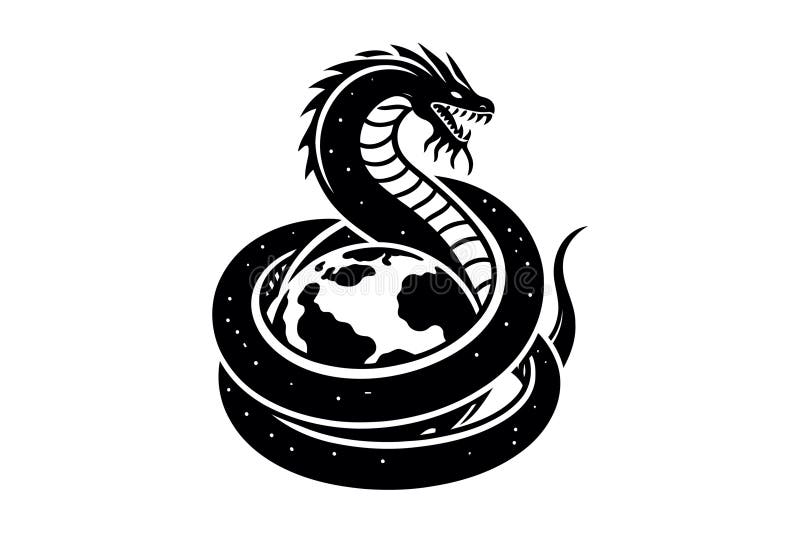 Mythical Leviathan Wrapping Earth – Biblical Sea Serpent in Intense ...