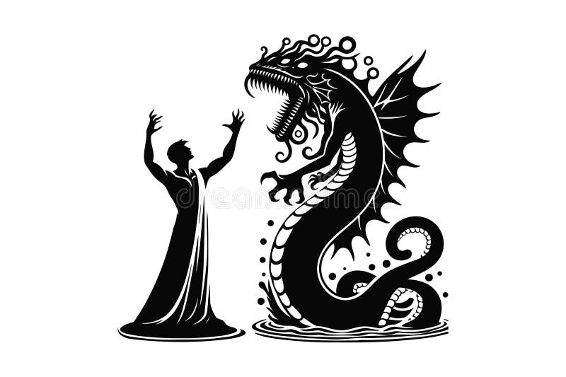 Ancient God of the Sea Bringing Leviathan from the Depths, Epic Fantasy ...