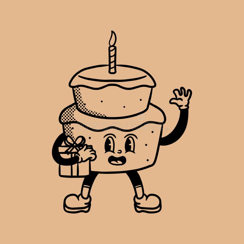 Cake birthday mascot stock vector. Illustration of element - 376016648