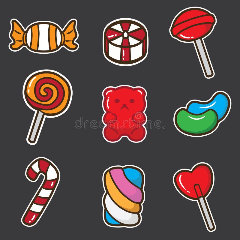 Candy sticker stock vector. Illustration of marshmallow - 376016656