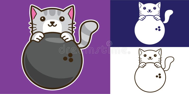 Mascot Cat with Bowling Ball Stock Vector - Illustration of logo ...