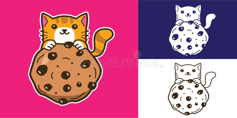 Mascot cat with cookies stock vector. Illustration of adorable - 376016732