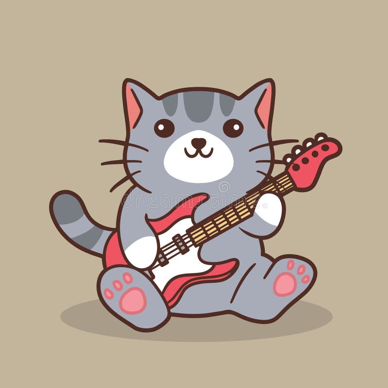 Cat with guitar electric stock vector. Illustration of guitarist ...