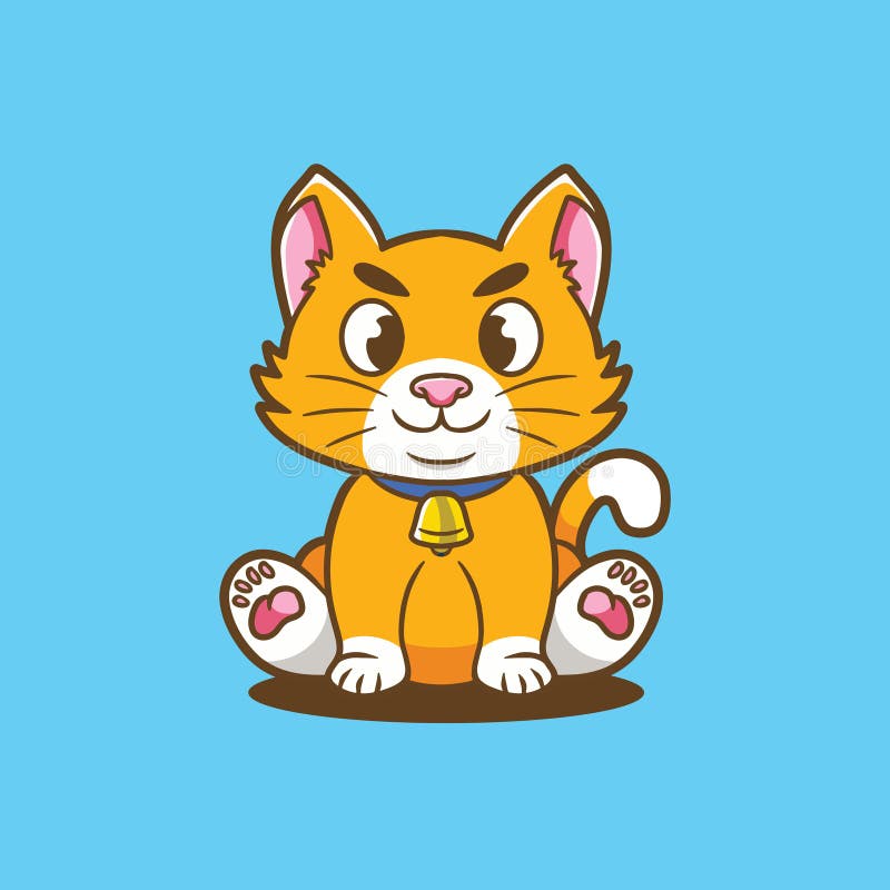 Mascot cat orange stock vector. Illustration of friendly - 376016747