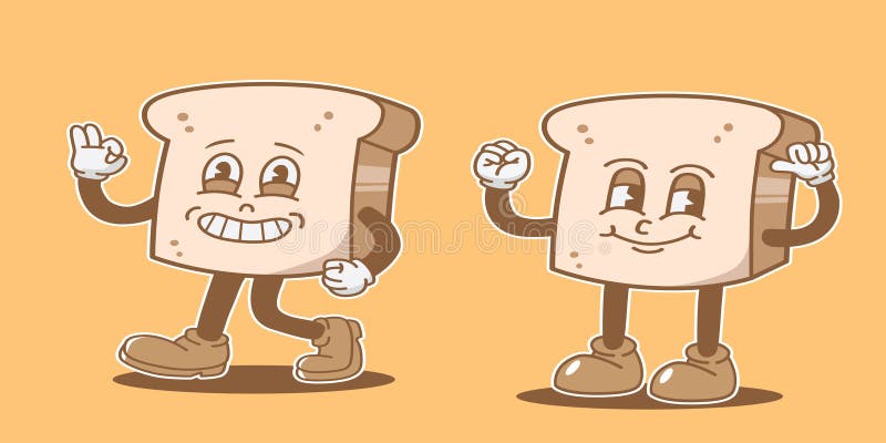 Bread mascot groovy stock vector. Illustration of breakfast - 376018709