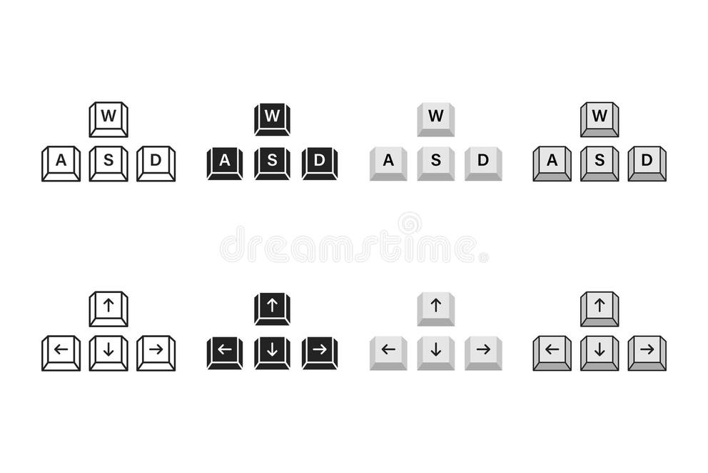 Illustration Featuring Six Sets of Computer Keyboard Keys Arranged in ...