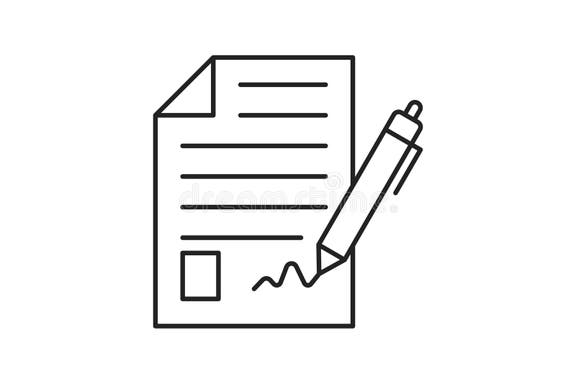 Contract Letter Icon with Signature and Photo Box Outline Style Stock ...