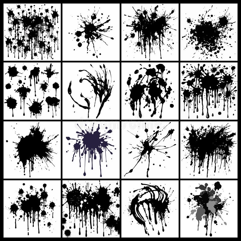Bright Paint Splashes and Ink Drips on a Clean White Background Stock ...