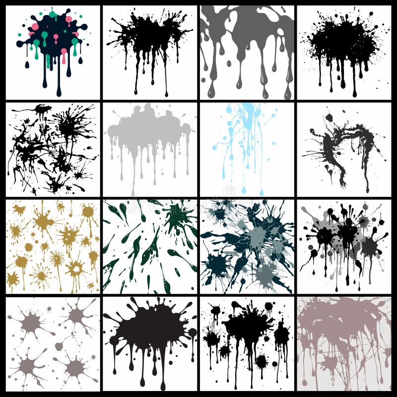 Set of Abstract Artistic Paint Splatter Texture for Creative Design ...