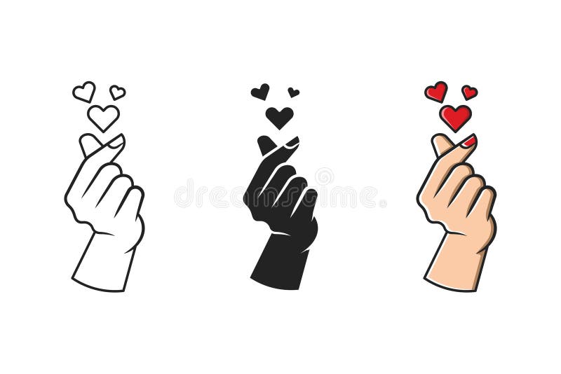 Illustrations of Hands Creating a Finger Heart Gesture Stock Vector ...