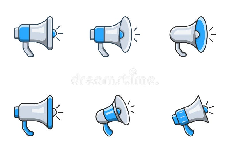 Set of Megaphone Icon – Loudspeaker for Announcements and Alerts Stock ...