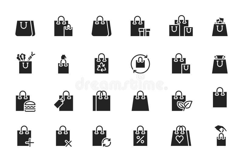 Collection of Icons of Various Shopping Bags Stock Vector ...