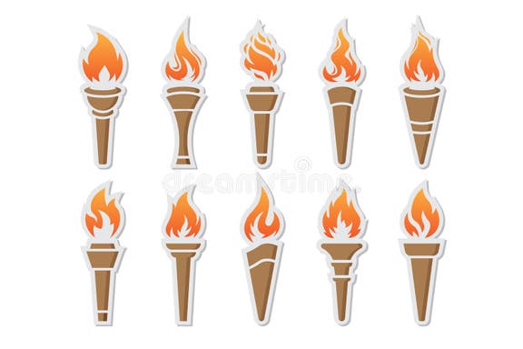 Collection of Flat Style Fire Torch Stickers Stock Vector ...