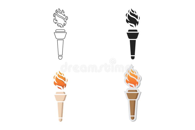 Collection of Flat Style Flamming Fire Torch Stock Vector ...
