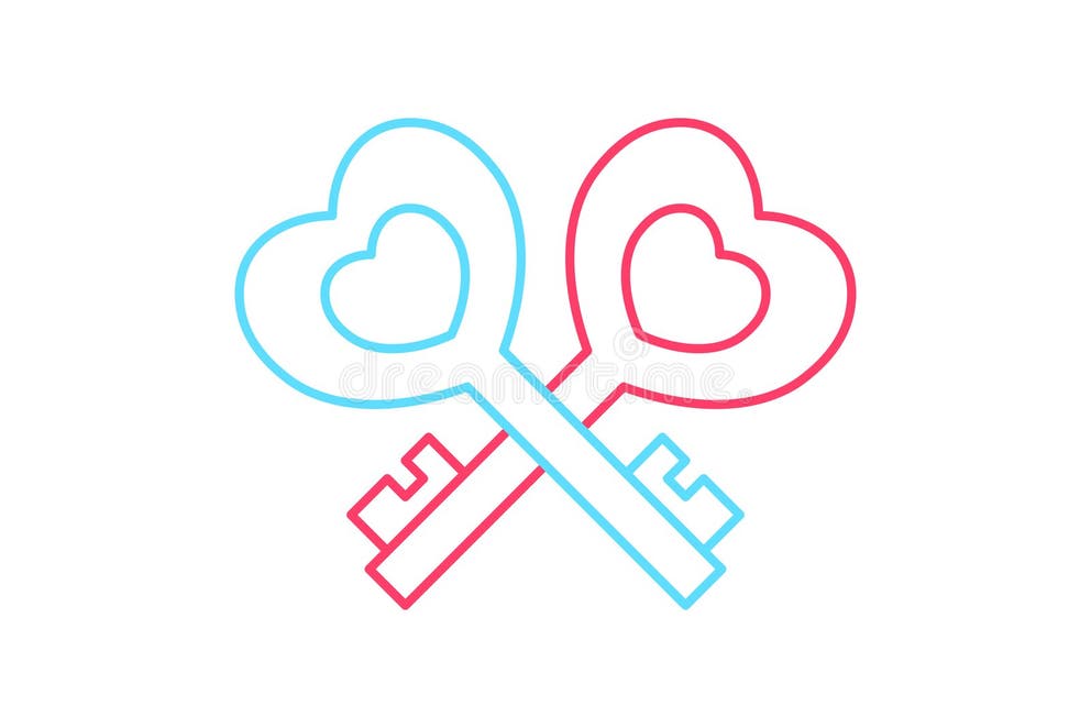 Heart Shaped Key Vector Made with Outline Style To Present Love and ...