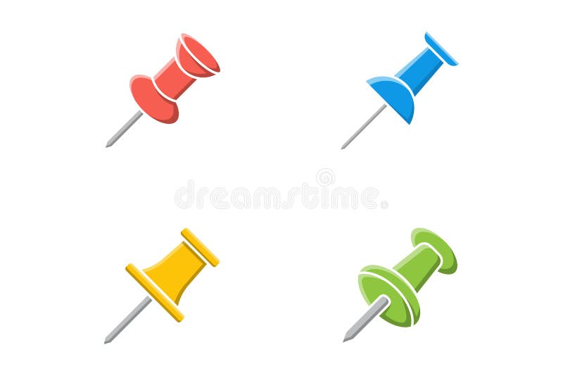 Vector Set of Icons Push Pin, Note Needle, Paper Clip Stock Vector ...