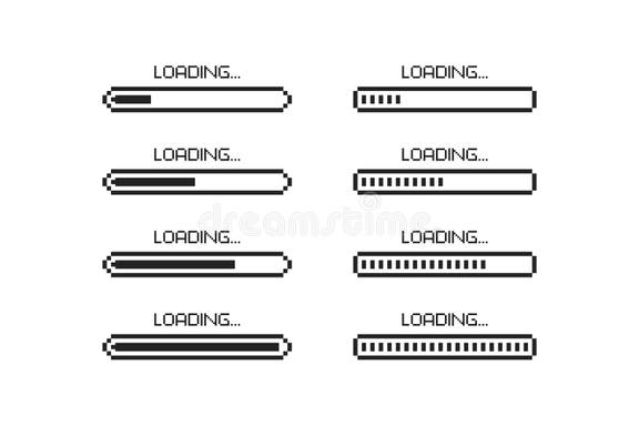 Pixel Loading Bar Icons. Retro Style Progress Indicator Collection ...