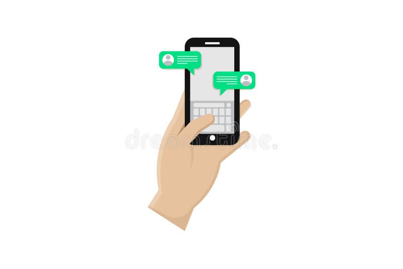 Vector Hand Holding Smartphone Replying Message Stock Vector ...