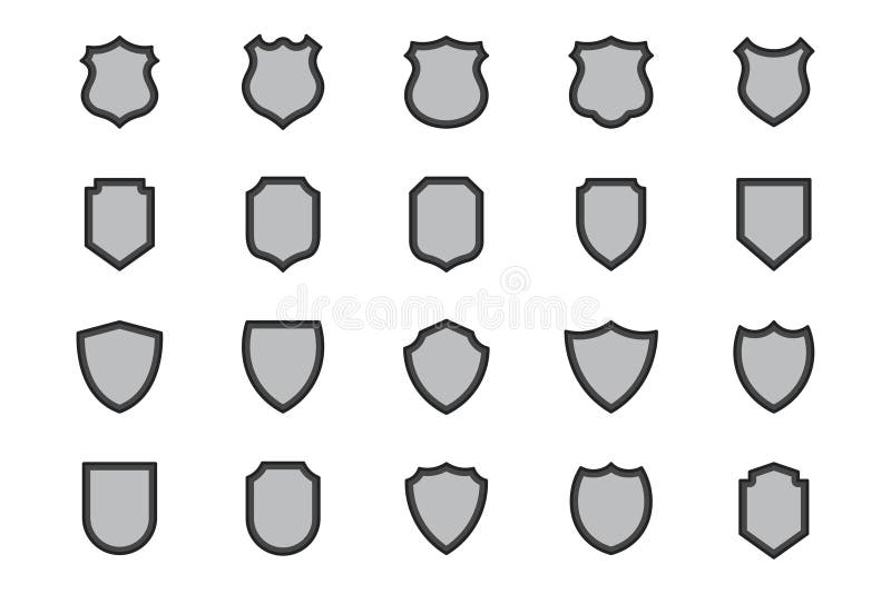 Collection of Shield Icons Filled Gray Outline Style Stock Vector ...