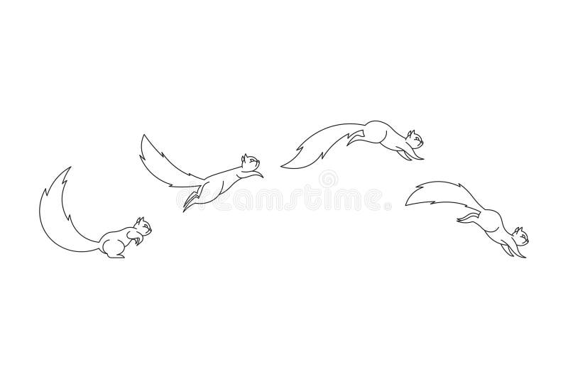 Flying Squirrel Jump Outline Sequence – Vector Illustration Stock ...
